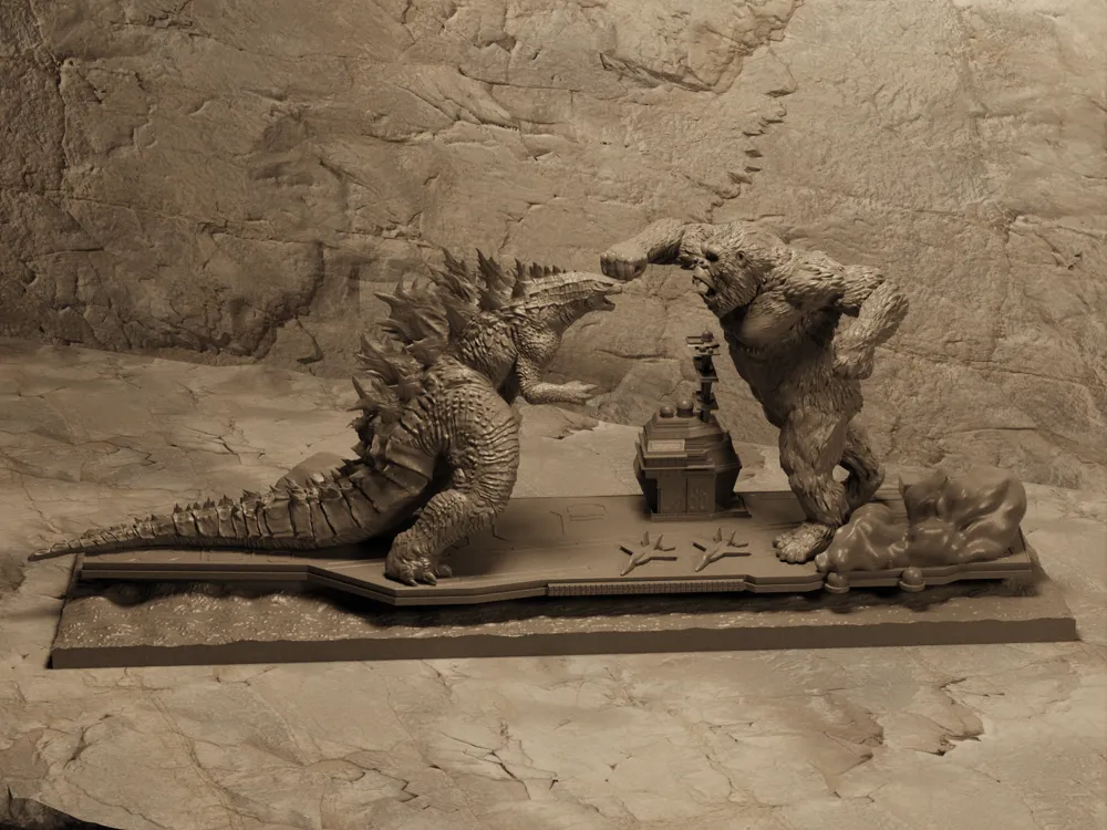 Godzilla Vs King Kong on aircraft carrier diorama - Free 3D Print Model ...