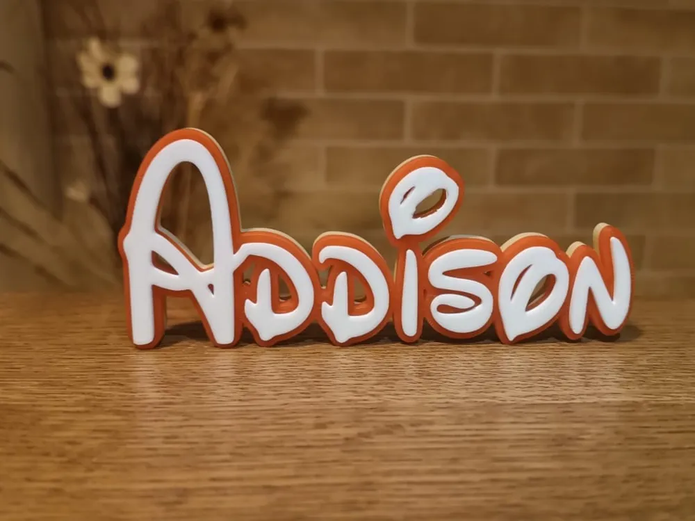 Disney Name Sign Addison Kid Room Wall Decor Tag - Free 3D Print Model ...