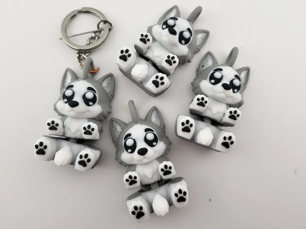 Husky Keychain Articulated Flexi Toy Kawaii Fidget - Free 3D Print ...