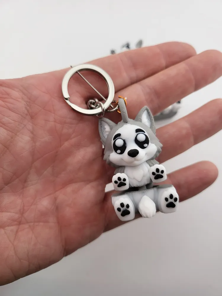 Husky Keychain Articulated Flexi Toy Kawaii Fidget - Free 3D Print ...