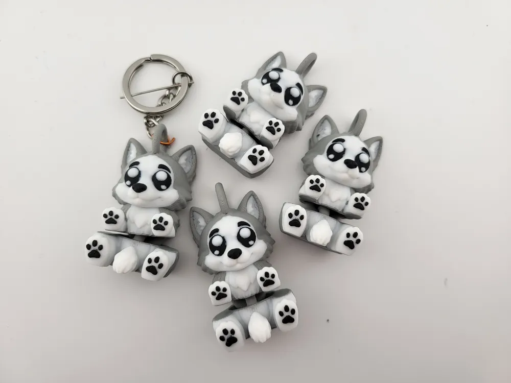 Husky Keychain Articulated Flexi Toy Kawaii Fidget - Free 3D Print ...