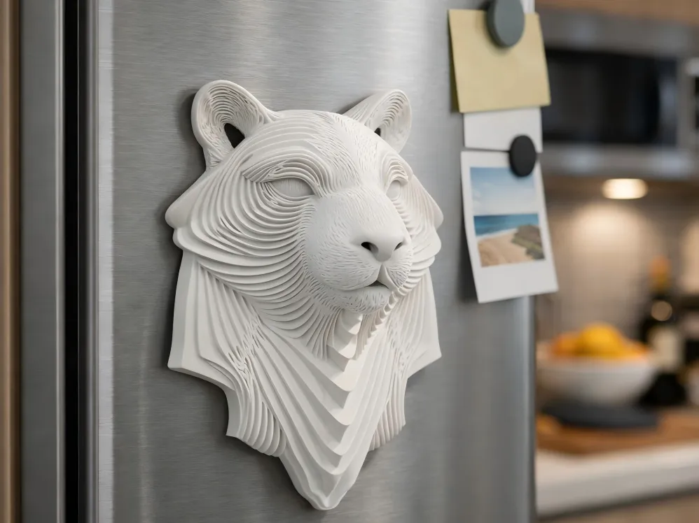 Tiger Head Fridge Magnet (for embedded 2cm magnet) - Free 3D Print ...