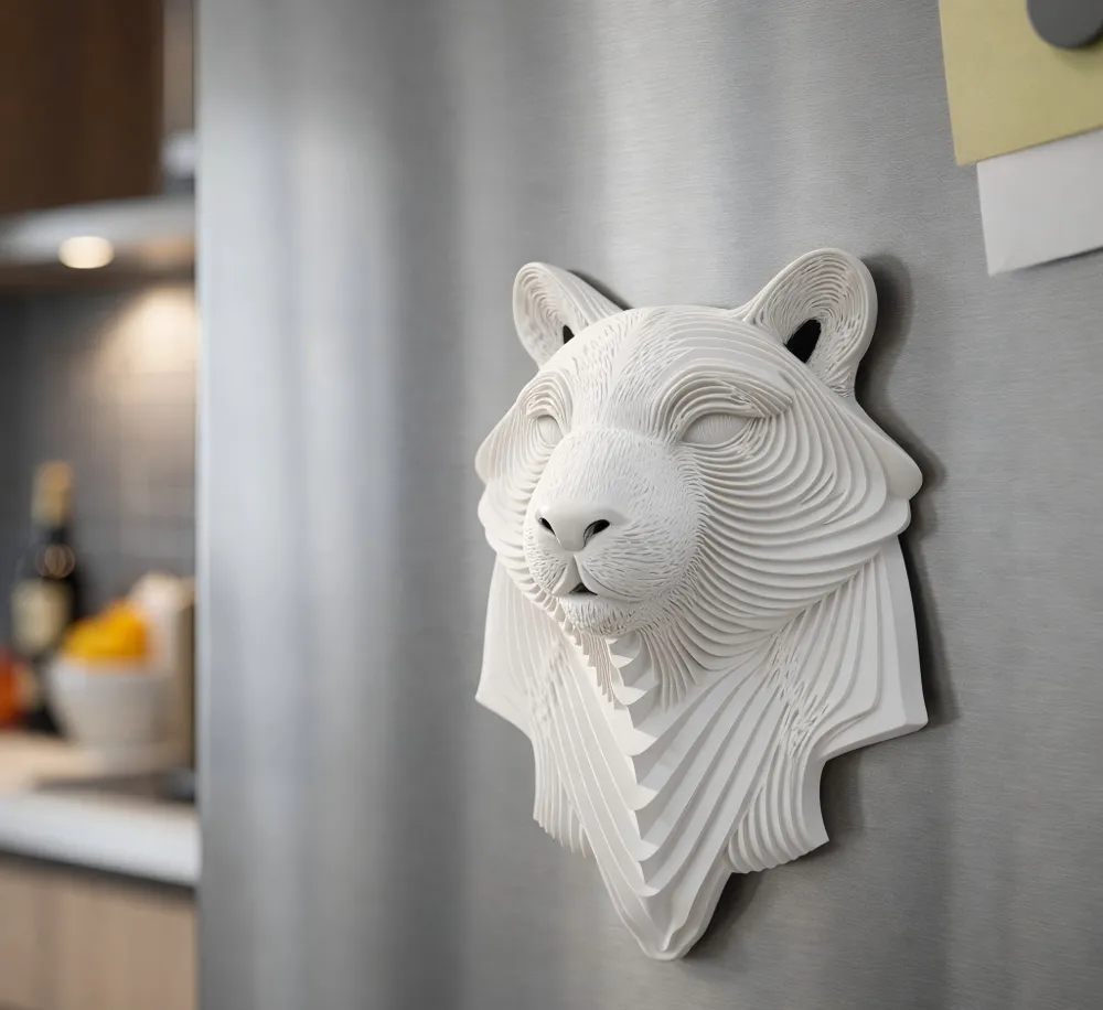 Tiger Head Fridge Magnet (for embedded 2cm magnet) - Free 3D Print ...