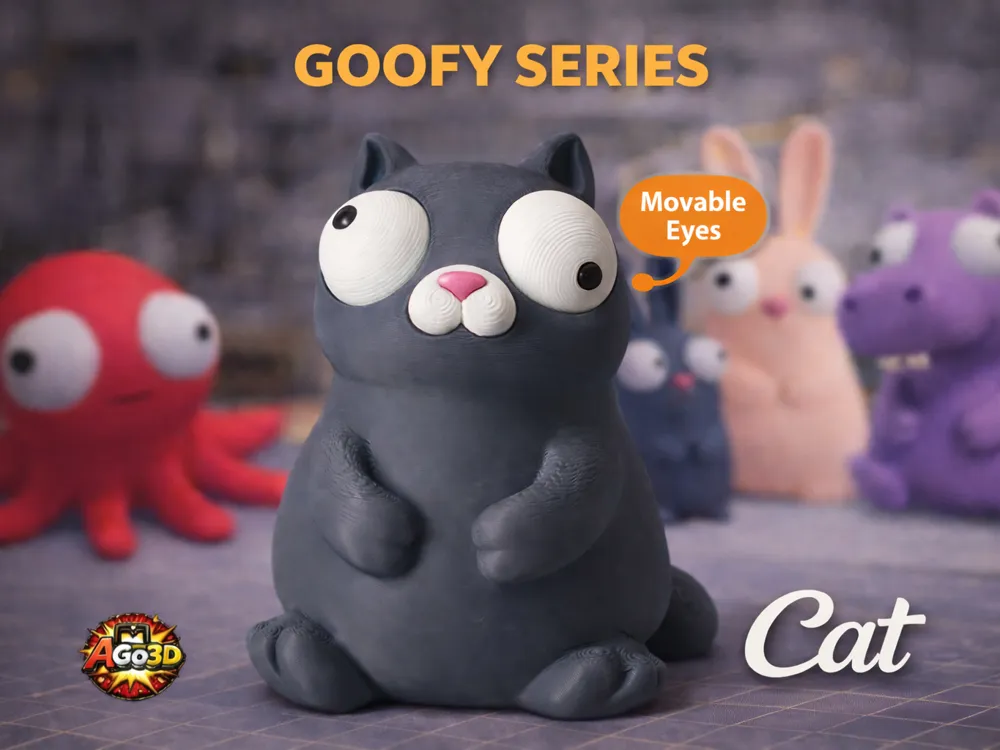 Goofy series – CAT Movable Eyes NOAMS - Free 3D Print Model - MakerWorld