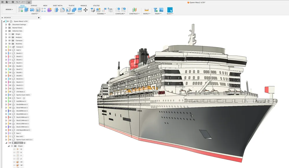 Cunard Queen Mary 2 1:500. 11 Colours, 2 AMS - Free 3D Print Model ...