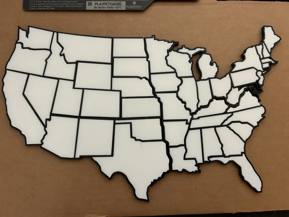 USA Frame Map w Individual Pieces, States Traveled - Free 3D Print ...