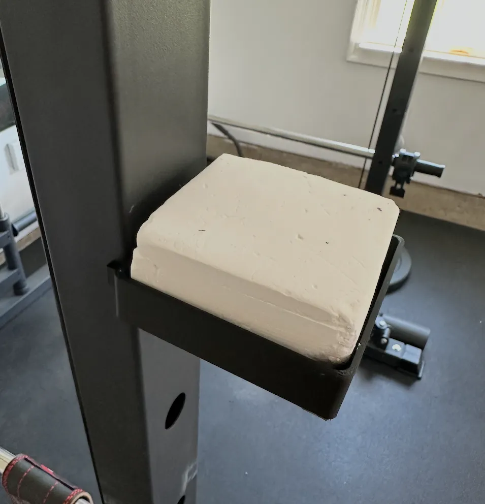 Squat rack chalk holder - Free 3D Print Model - MakerWorld