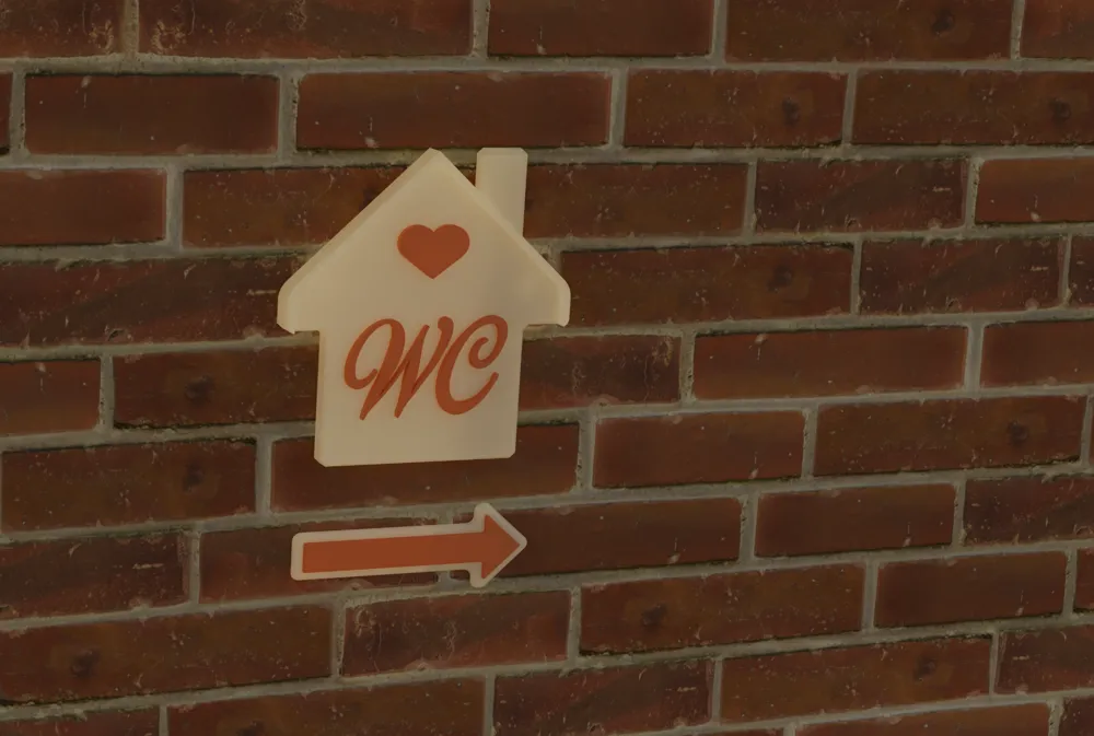 WC Sign - House Design (with Arrow) by DoK - MakerWorld
