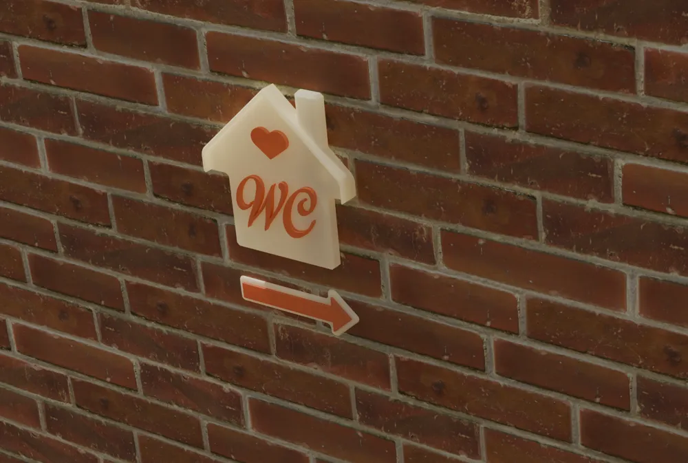 WC Sign - House Design (with Arrow) by DoK - MakerWorld