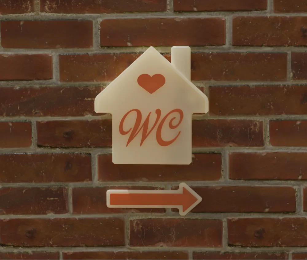 WC Sign - House Design (with Arrow) by DoK - MakerWorld