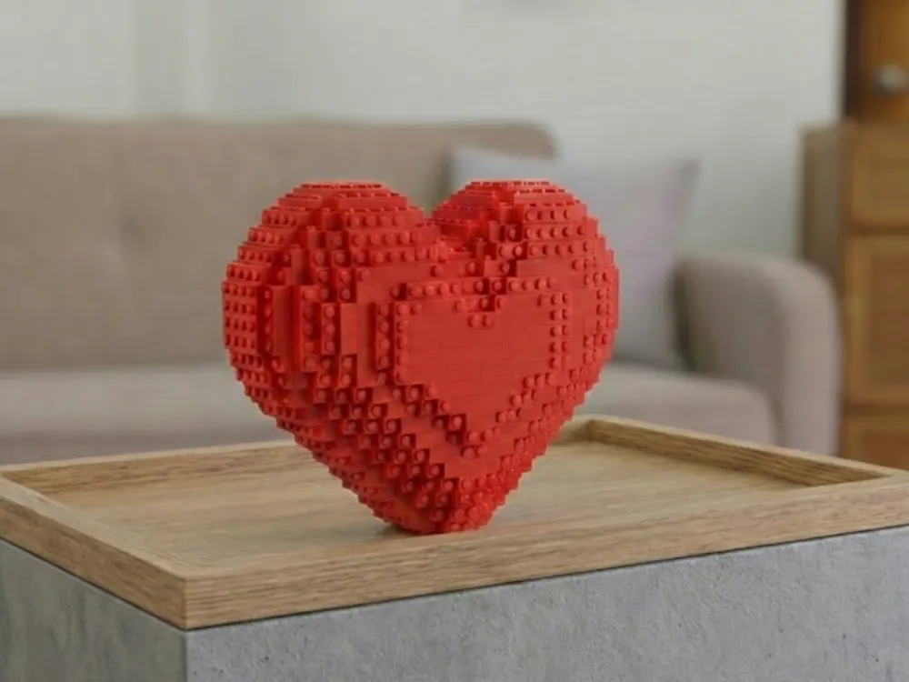 Valentine's Day / Brick Heart Sculpture / gift - Free 3D Print Model ...
