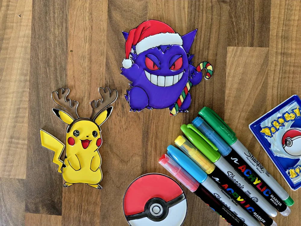 Pokemon Gengar Pikachu Christmas Xmas Coloring DIY by Merilno3D ...