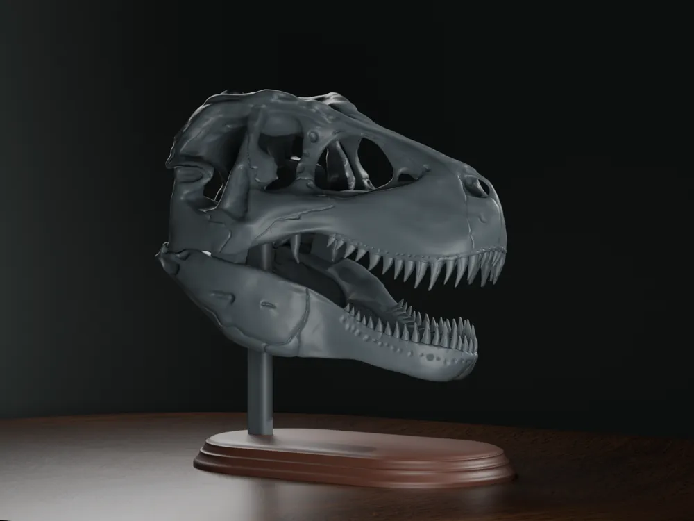 Realistic T rex Skull - Articulated Jaw - Free 3D Print Model - MakerWorld