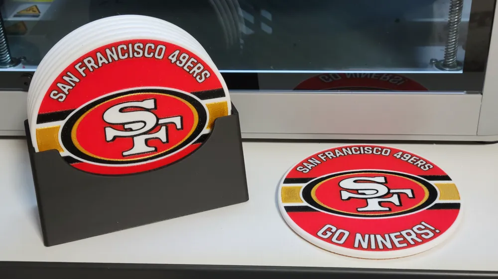 Coaster Holder, SF 49ers, 6X by kabendesign - MakerWorld