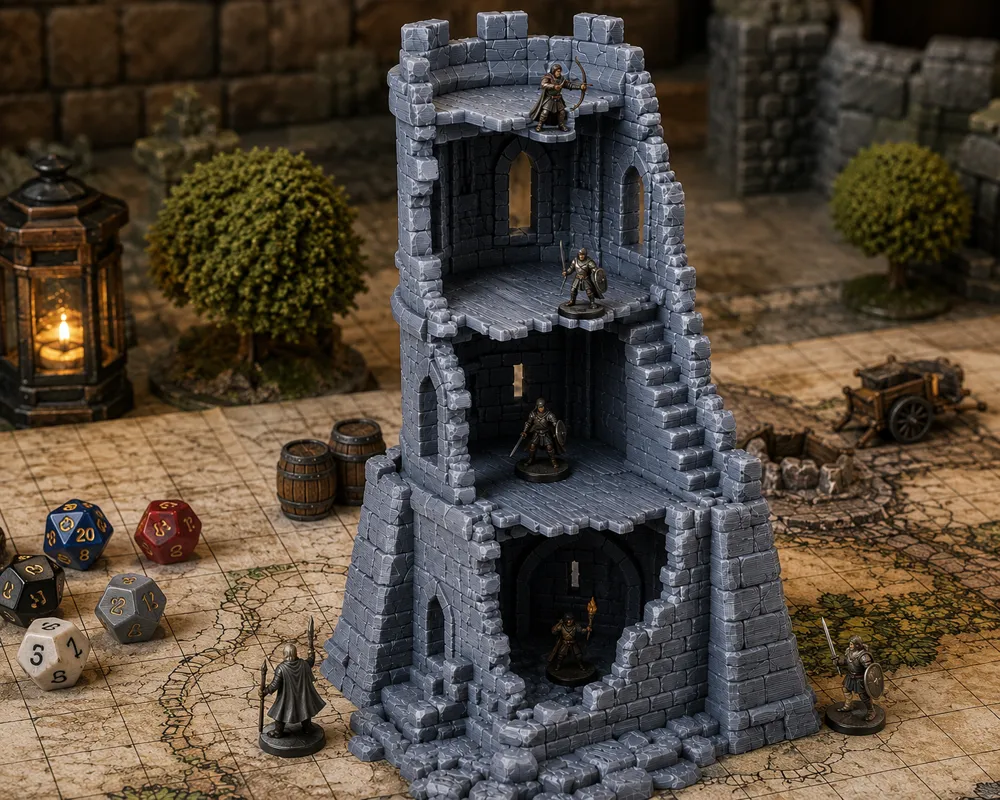 Ruined Watchtower – Modular 3-Level Terrain - DnD - Free 3D Print Model ...