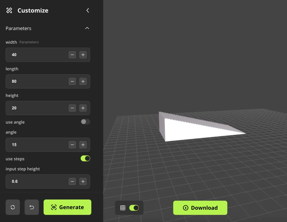 Wedge Generator (Parametric Stepped or Flat) - Free 3D Print Model ...