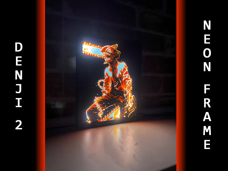 DENJI / CHAINSAW MAN NEON FRAME - Free 3D Print Model - MakerWorld