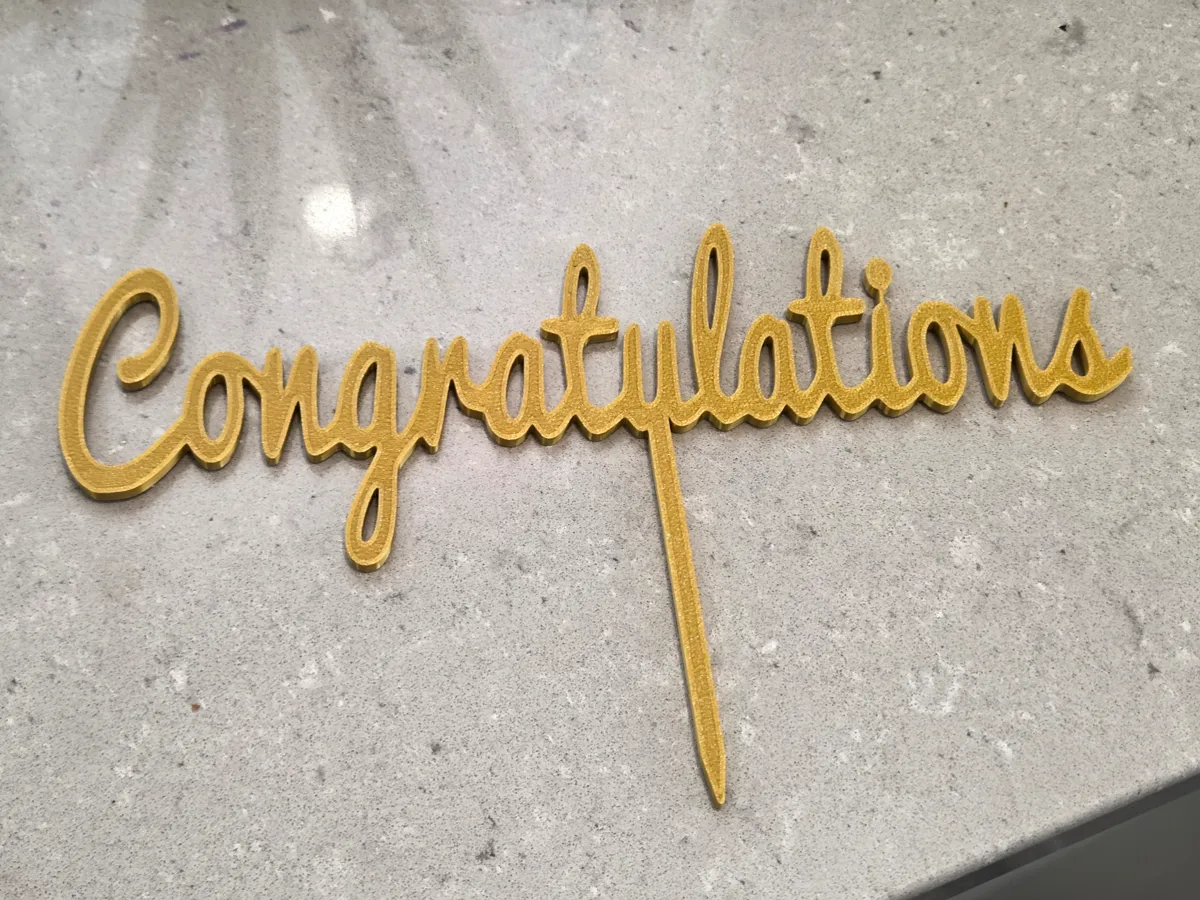 Congratulations cake topper - Free 3D Print Model - MakerWorld