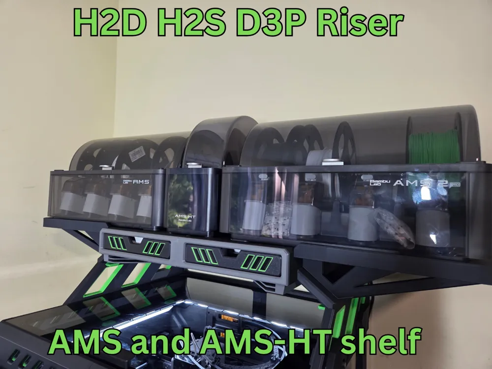 AMS and AMS HT shelf for H2D H2S D3P riser by Darren 3d print ...