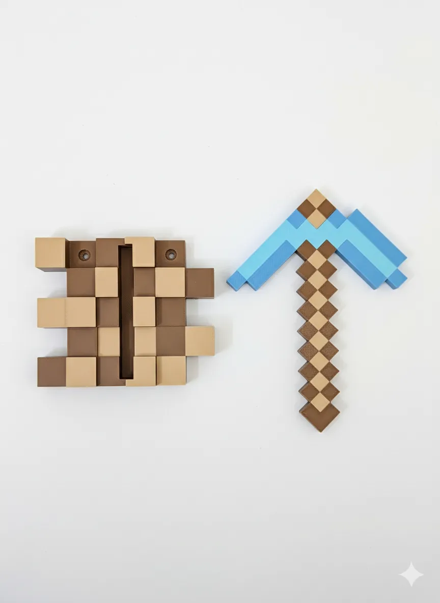 Minecraft Pickaxe Clothes Hanger - Free 3D Print Model - MakerWorld