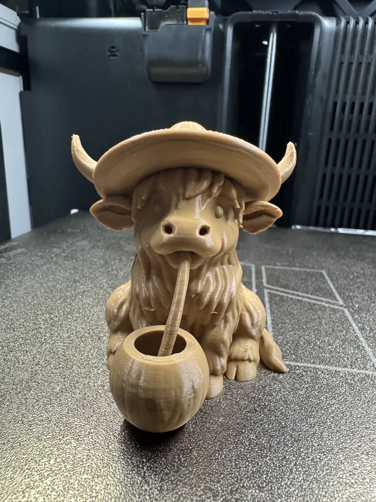 Highland Cow with Sombrero and Coconut - Free 3D Print Model - MakerWorld