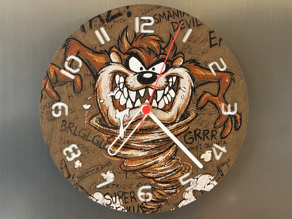 Wall / Desk Clock looney tunes taz - Free 3D Print Model - MakerWorld