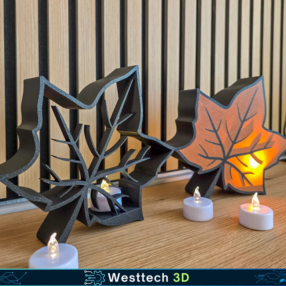 Autumn Maple Leaf with Tealight by Westtech 3D MakerWorld: Download Free 3D Models
