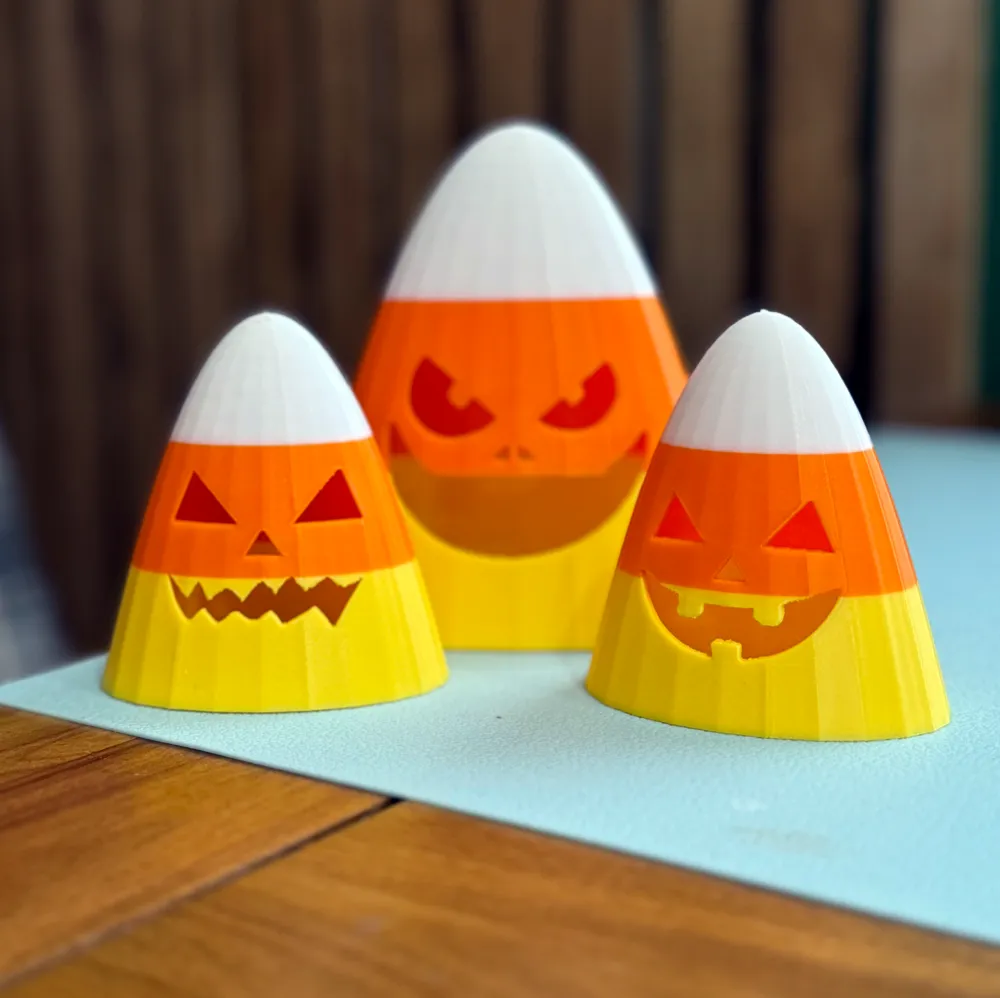 Jack-o-Lantern Candy Corn Tea Lights by heyitscasie - MakerWorld