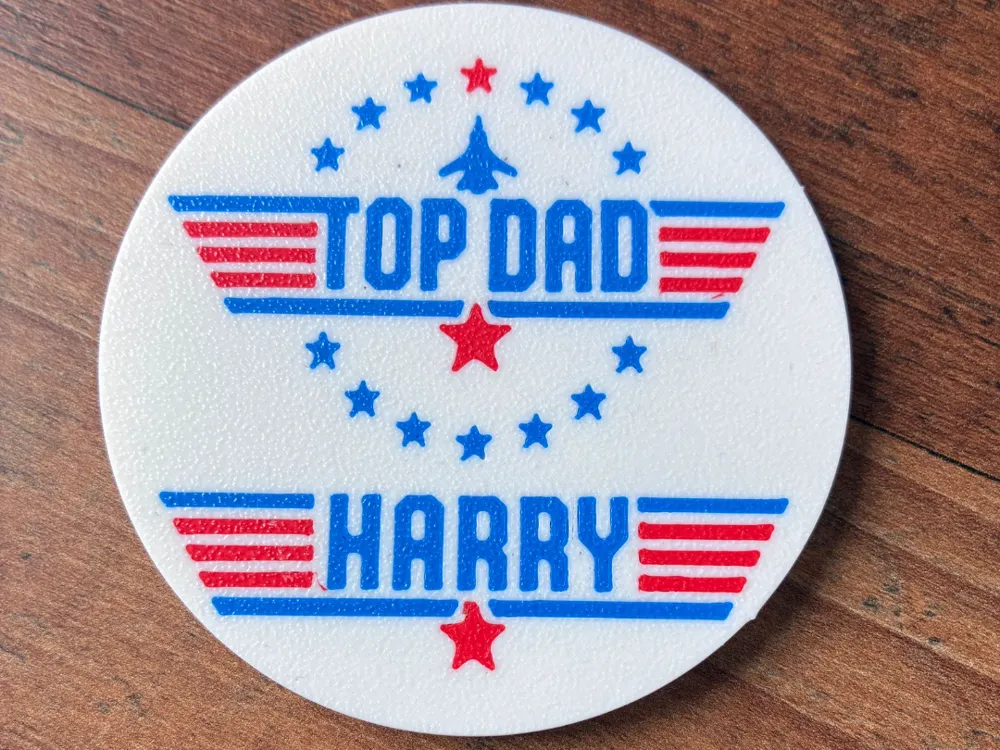 TOP "GUN" DAD coaster customizable - Free 3D Print Model - MakerWorld