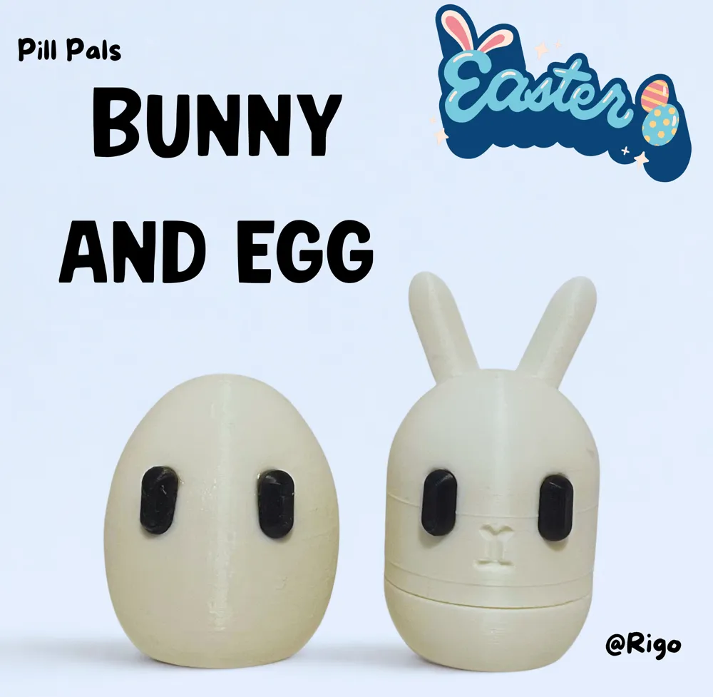 Pill Pals - Bunny and Egg (Easter) - Free 3D Print Model - MakerWorld