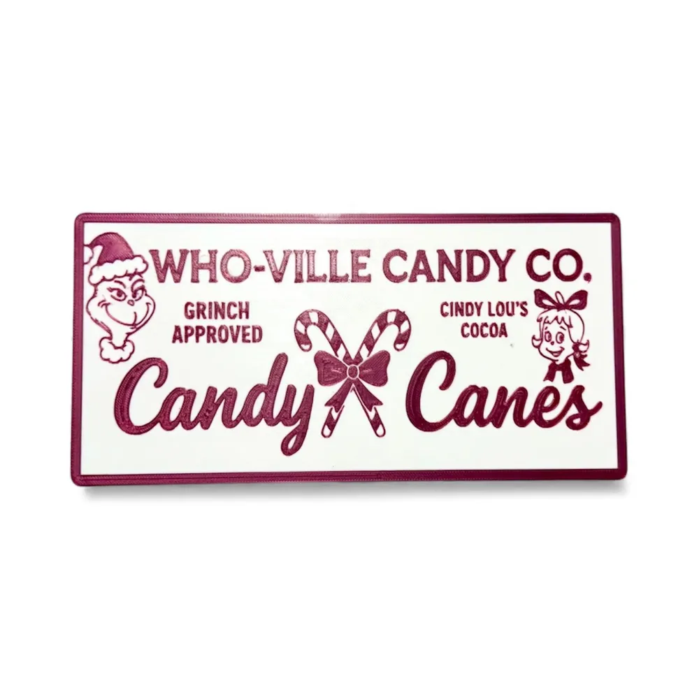 Whoville candy Cane sign Grinch Cindy Lou who - Free 3D Print Model ...