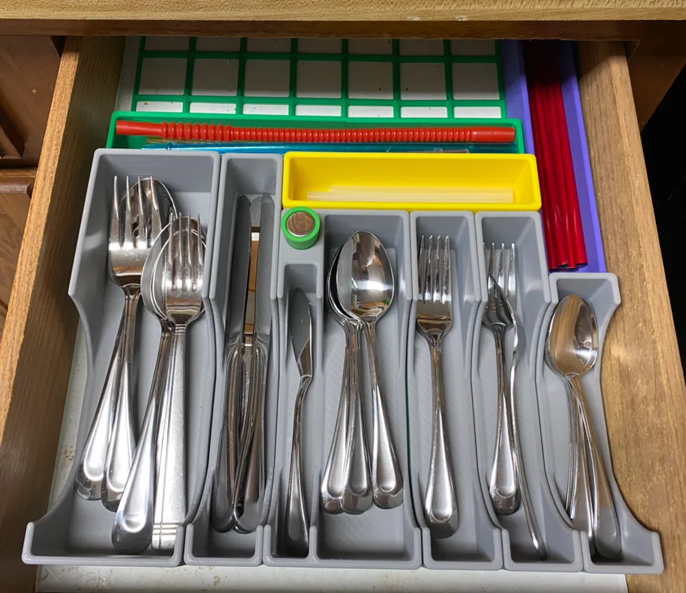 4x1x60mm Gridfinity Silverware Tray Open End by pmorgan - MakerWorld
