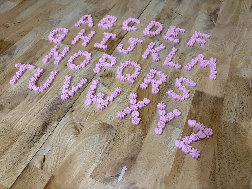 Flower Letters Wall Art - Free 3D Print Model - MakerWorld