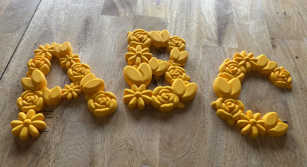 Flower Letters Wall Art - Free 3D Print Model - MakerWorld