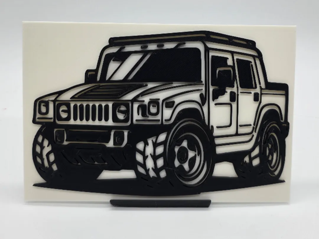 2D Wall Art Hummer H1 TinyCar - Free 3D Print Model - MakerWorld