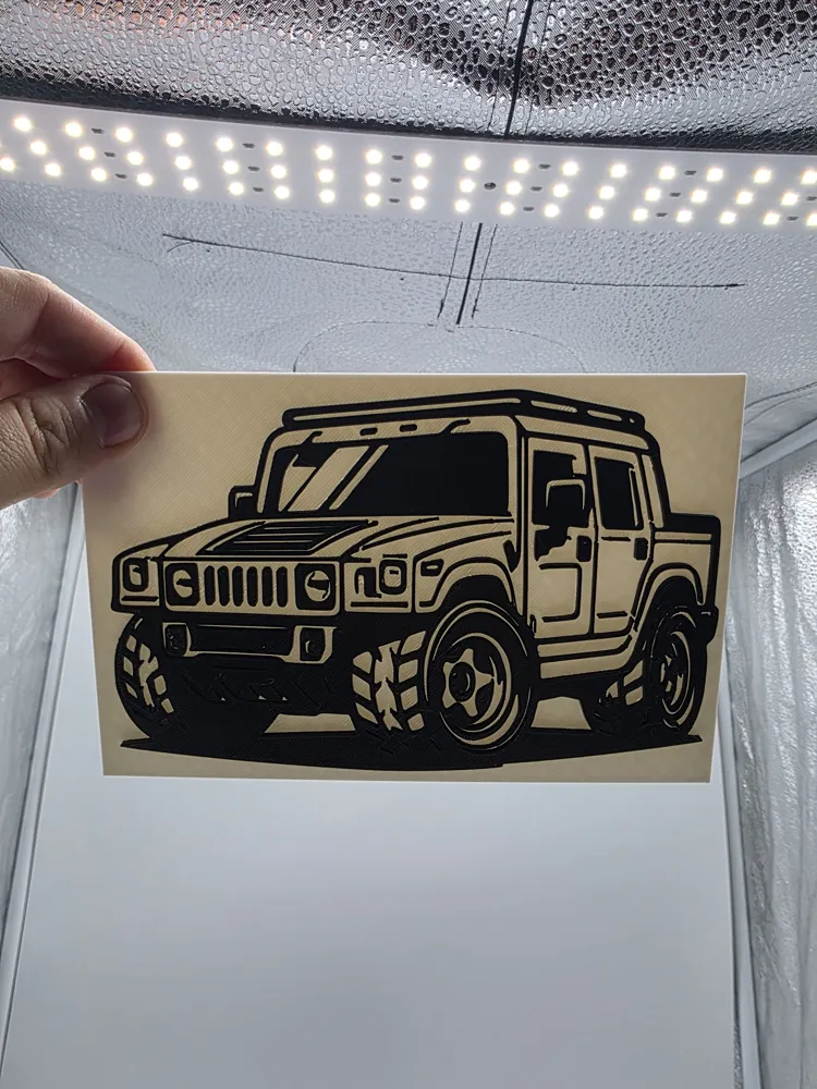 2D Wall Art Hummer H1 TinyCar - Free 3D Print Model - MakerWorld
