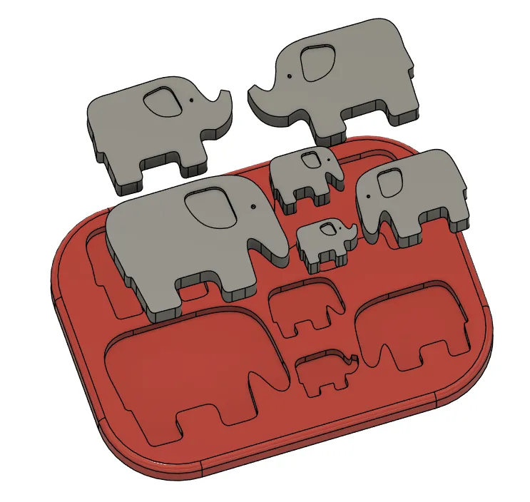 6x Elephant - insert puzzle for kids by ideat0m - MakerWorld