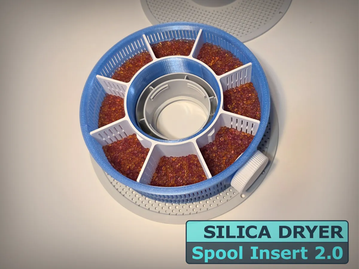 Silica Dryer Spool Insert 2.0 + Chambers & Screws - Free 3D Print Model ...