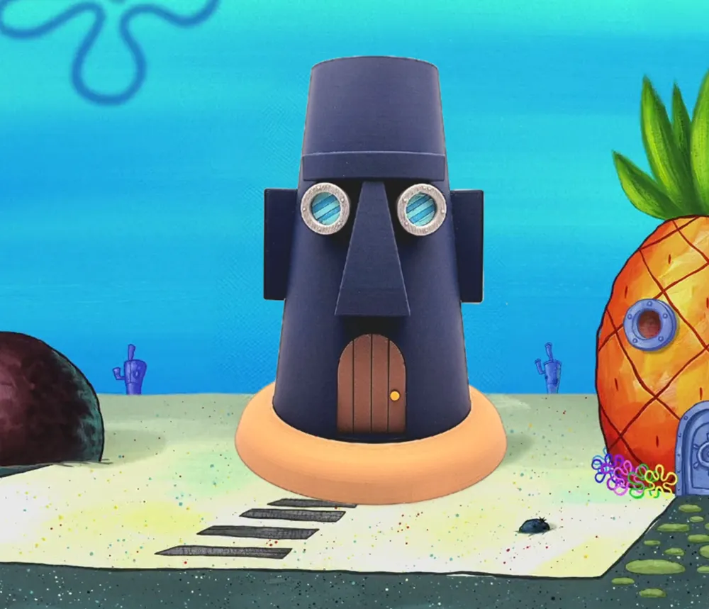 Squidward's House Flower Pot, No AMS - Free 3D Print Model - MakerWorld