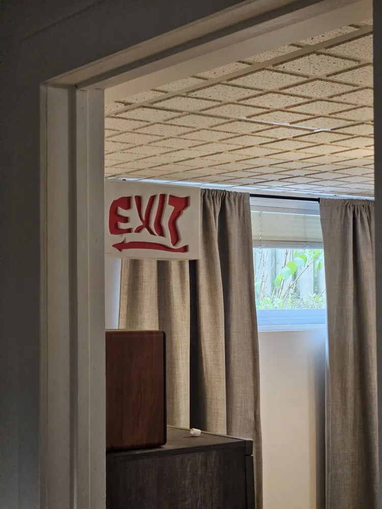 Surreal melting EXIT sign by bomboclatMakerWorld: Download Free 3D Models