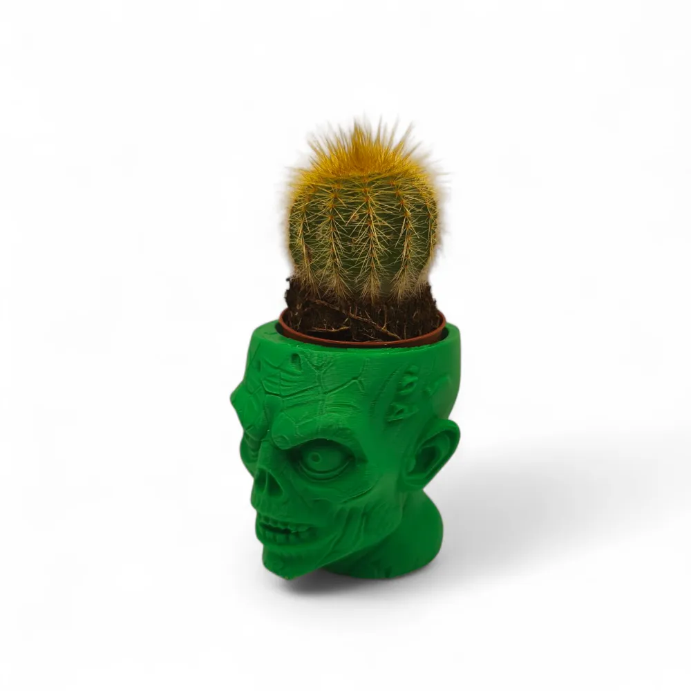 Zombie Head Planter / Cactus Flower Pot - Free 3D Print Model - MakerWorld