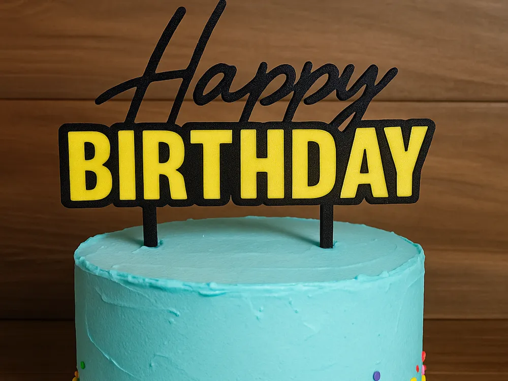 Cake topper Happy Birthday - Free 3D Print Model - MakerWorld