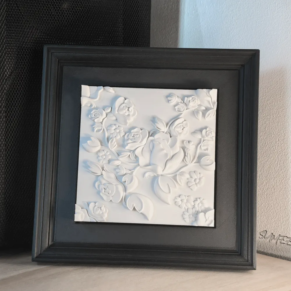 Wall Hanging · 3D Relief Painting · Flowers V1 - Free 3D Print Model ...