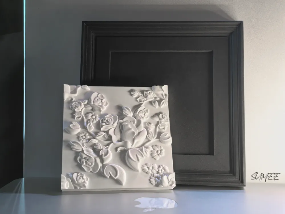 Wall Hanging · 3D Relief Painting · Flowers V1 - Free 3D Print Model ...