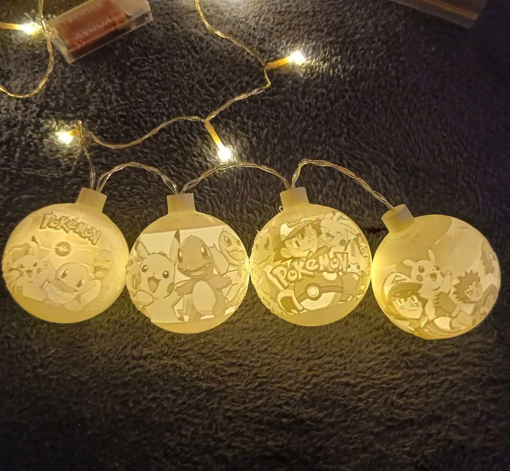 Pokemón Christmas Baubles Lithophane - Free 3D Print Model - MakerWorld