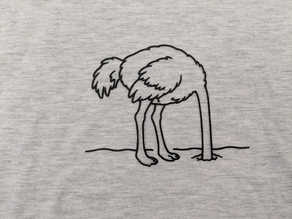 Shirt Print - Ostrich Head in the Sand - Free 3D Print Model - MakerWorld