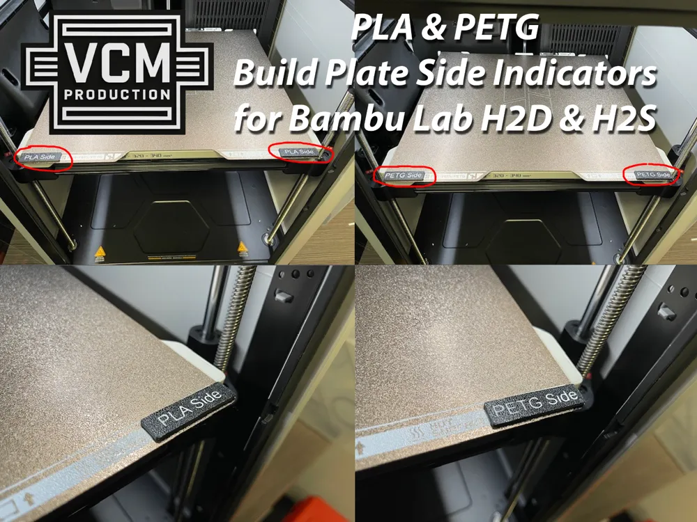 H2D & H2S Build Plate Side Indicators (PLA & PETG) by VCM Production ...