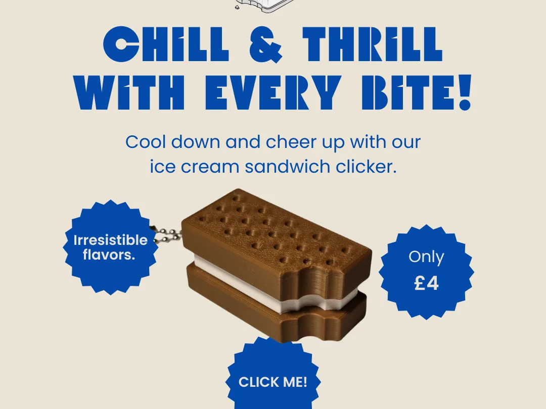 Ice Cream Sandwich Clicker Keychain - Free 3D Print Model - MakerWorld
