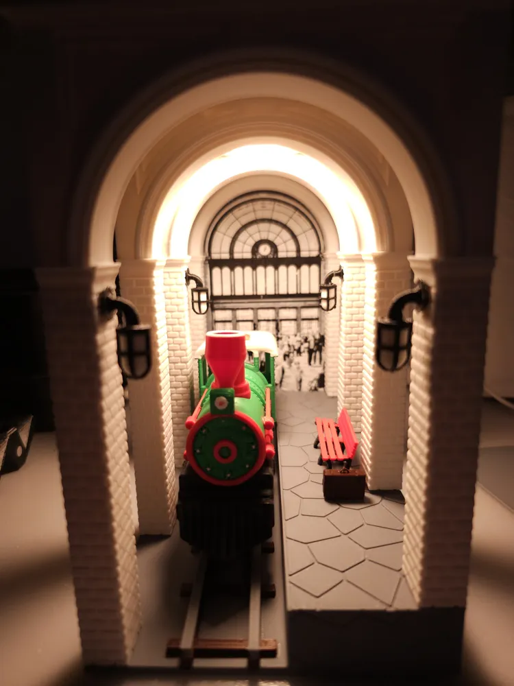 Book Nook – Steam Locomotive at the Station - Free 3D Print Model ...