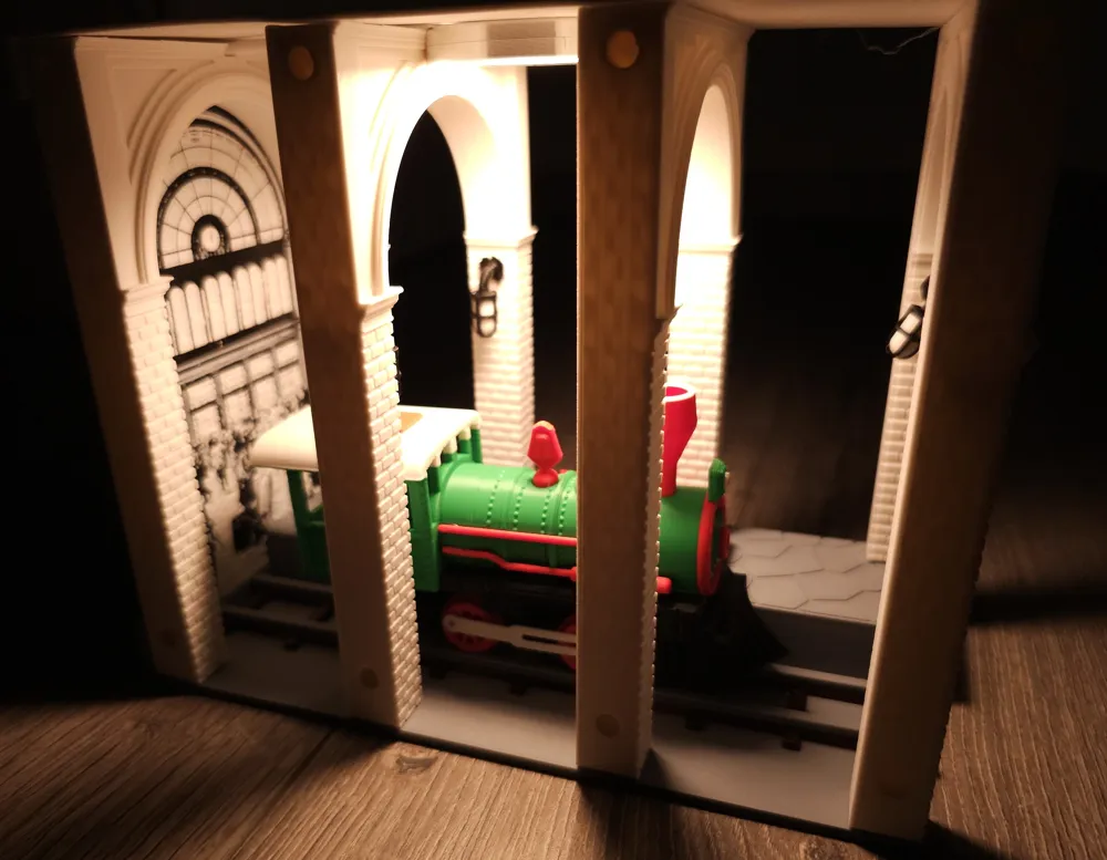 Book Nook – Steam Locomotive at the Station - Free 3D Print Model ...